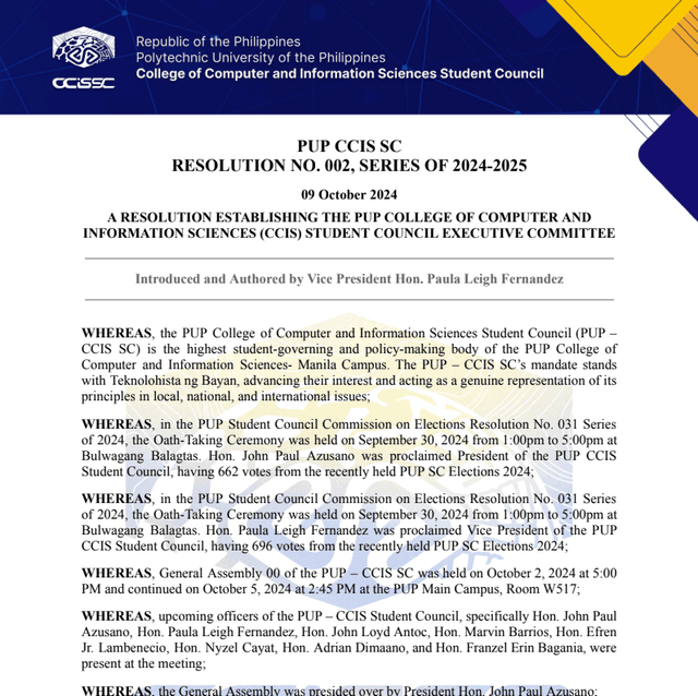 CCIS SC Accomplishment Report '24-'25